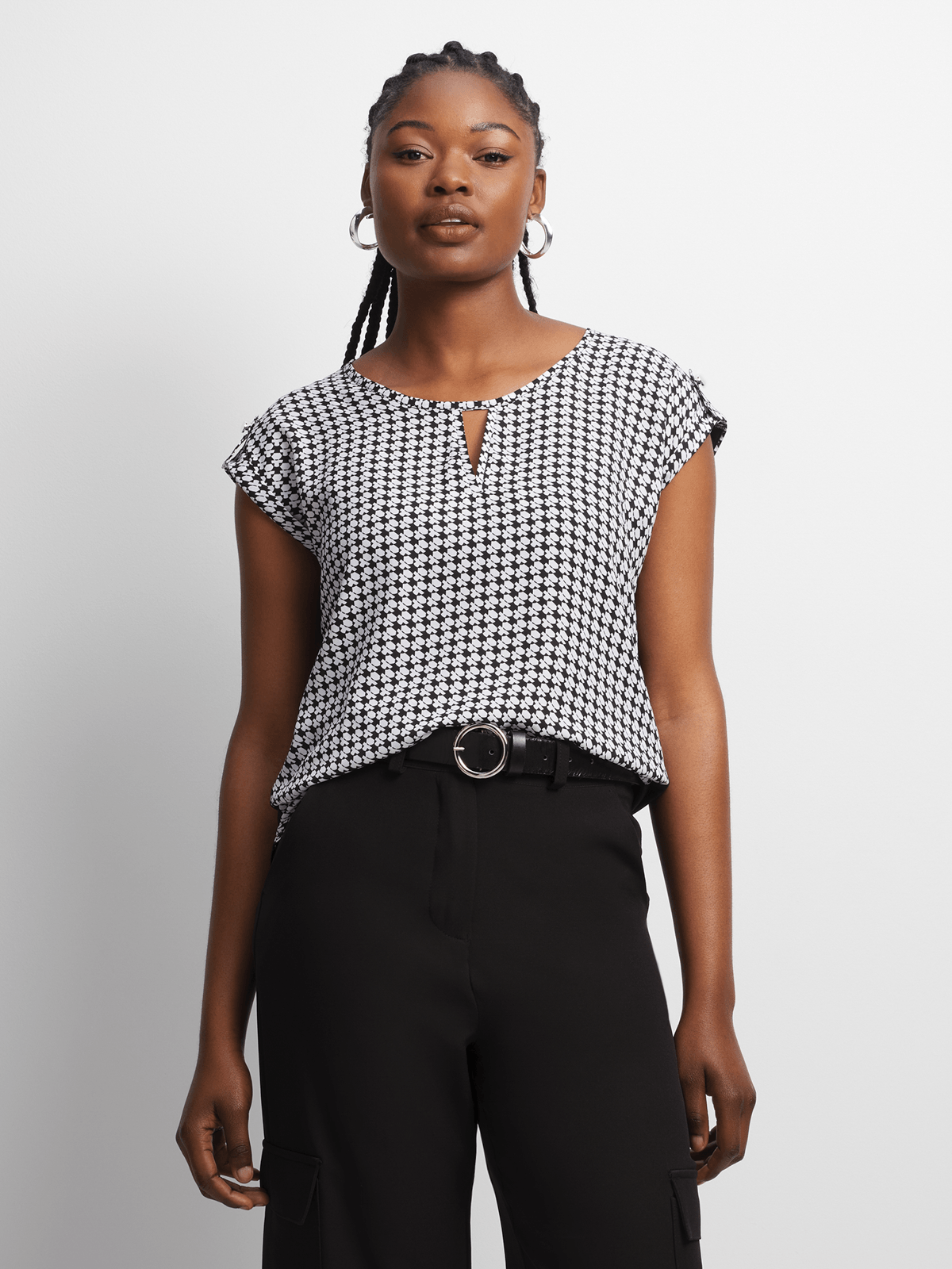 Jet Women's Black/White Crepe Knit Top | Bash