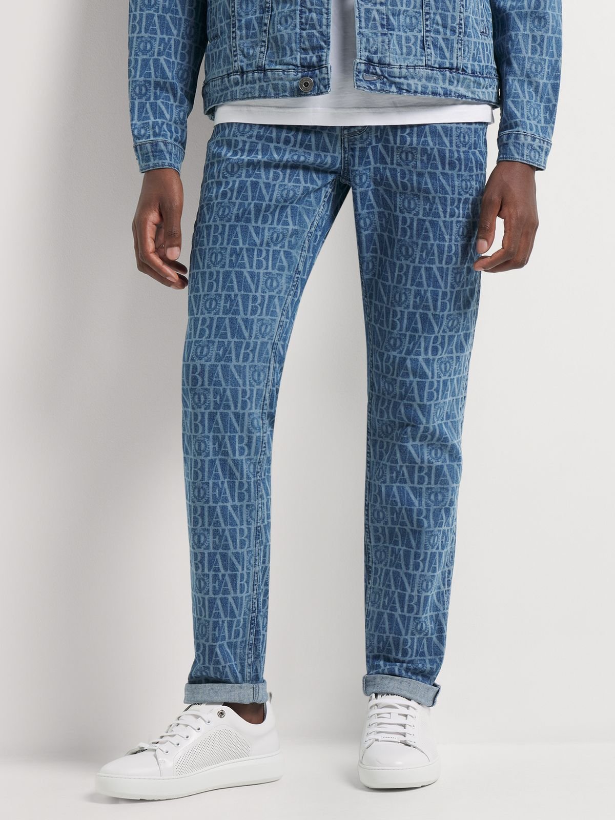 Fabiani Men's Lasered Monogram Denim Jean - Bash.com