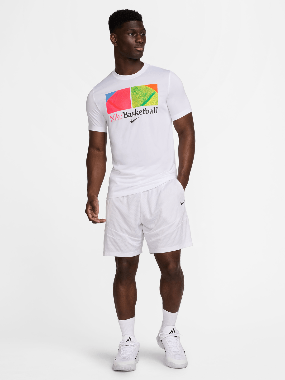 Nike Mens Dri-Fit White Basketball Tee | Bash