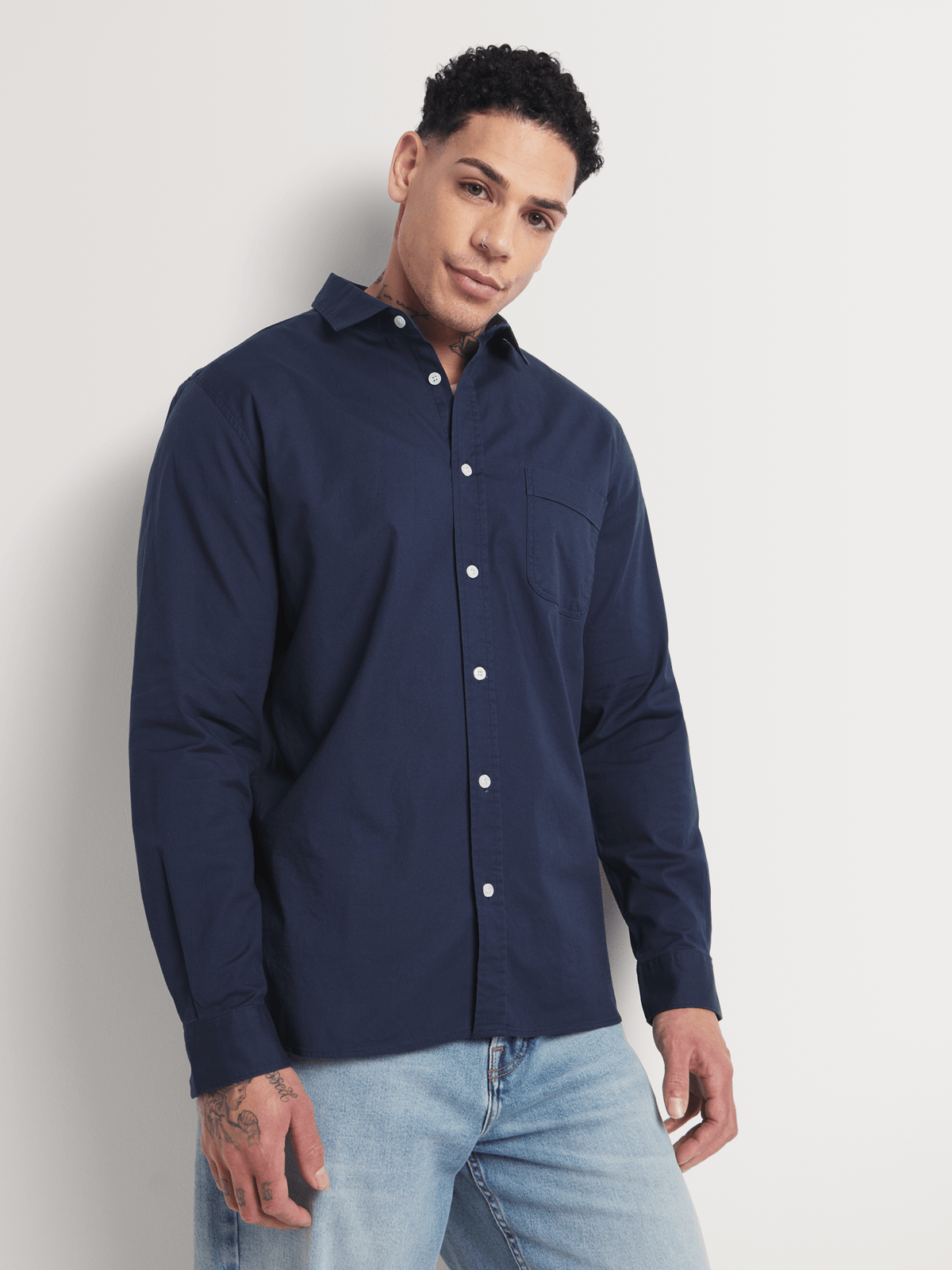Markham Men's Plain Oxford Navy Shirt | Bash