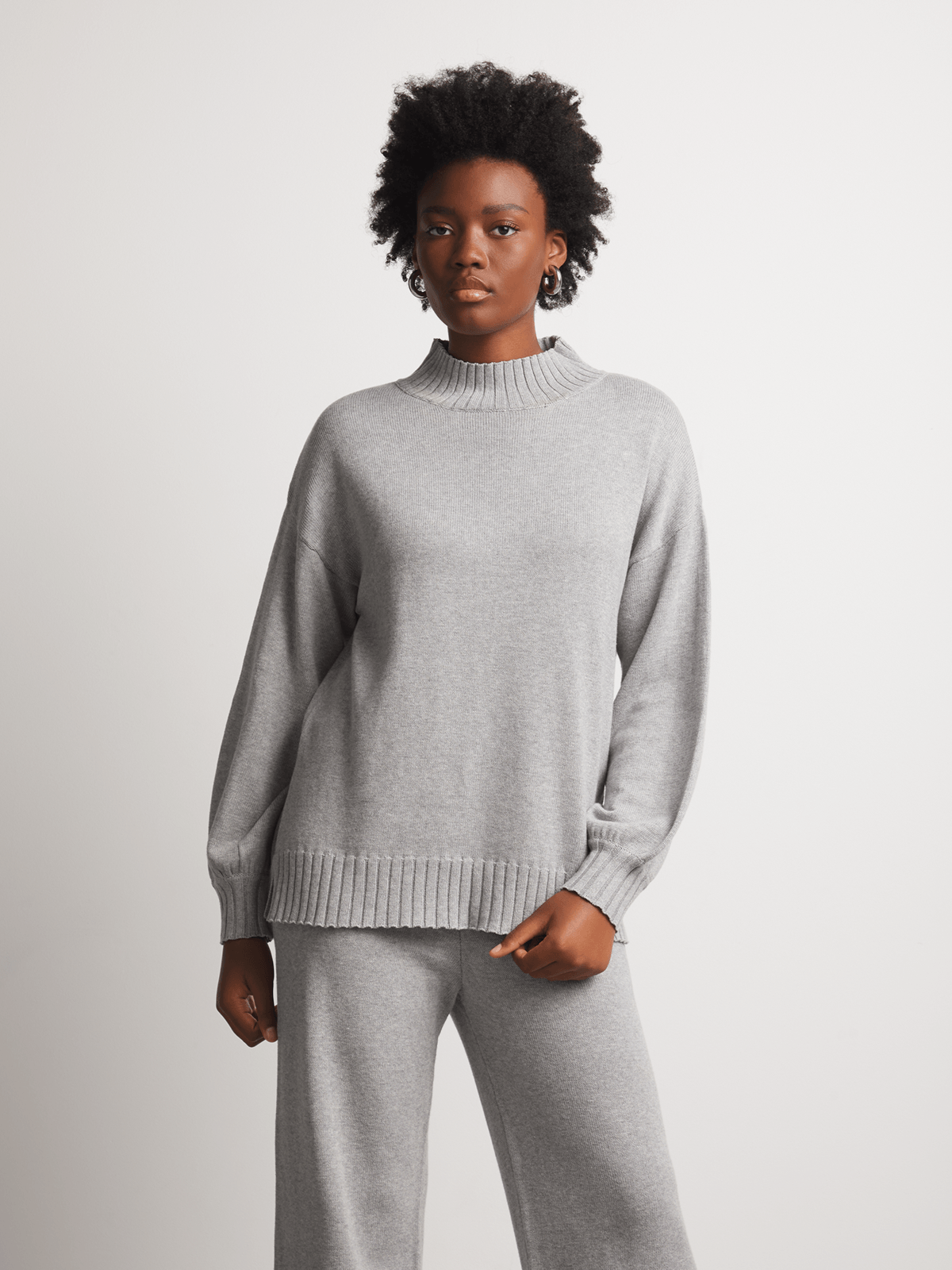 Women's Canvas Co-ord Cotton Funnel Neck Jumper | Bash
