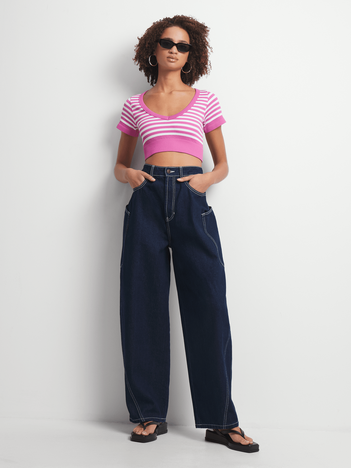 The FIX Women's Pink & White Striped Seamless Top | Bash