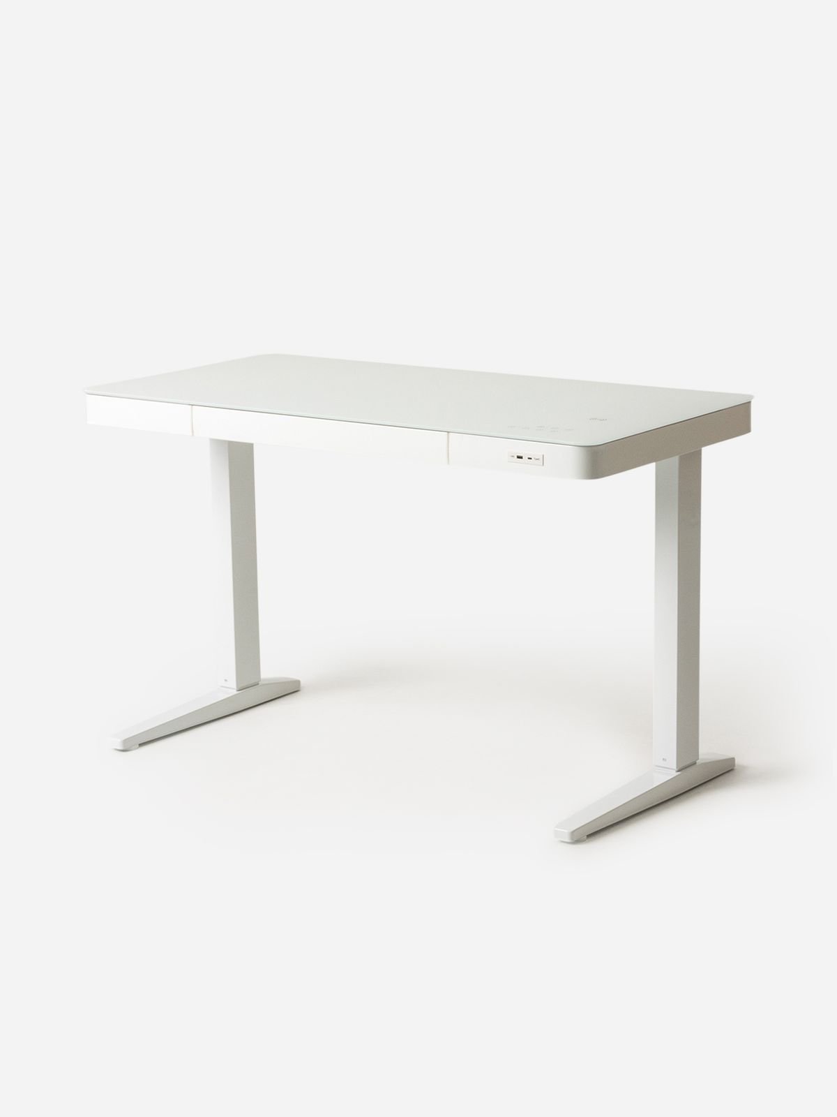 Chesrae Electric Office Desk With Charger White | Bash