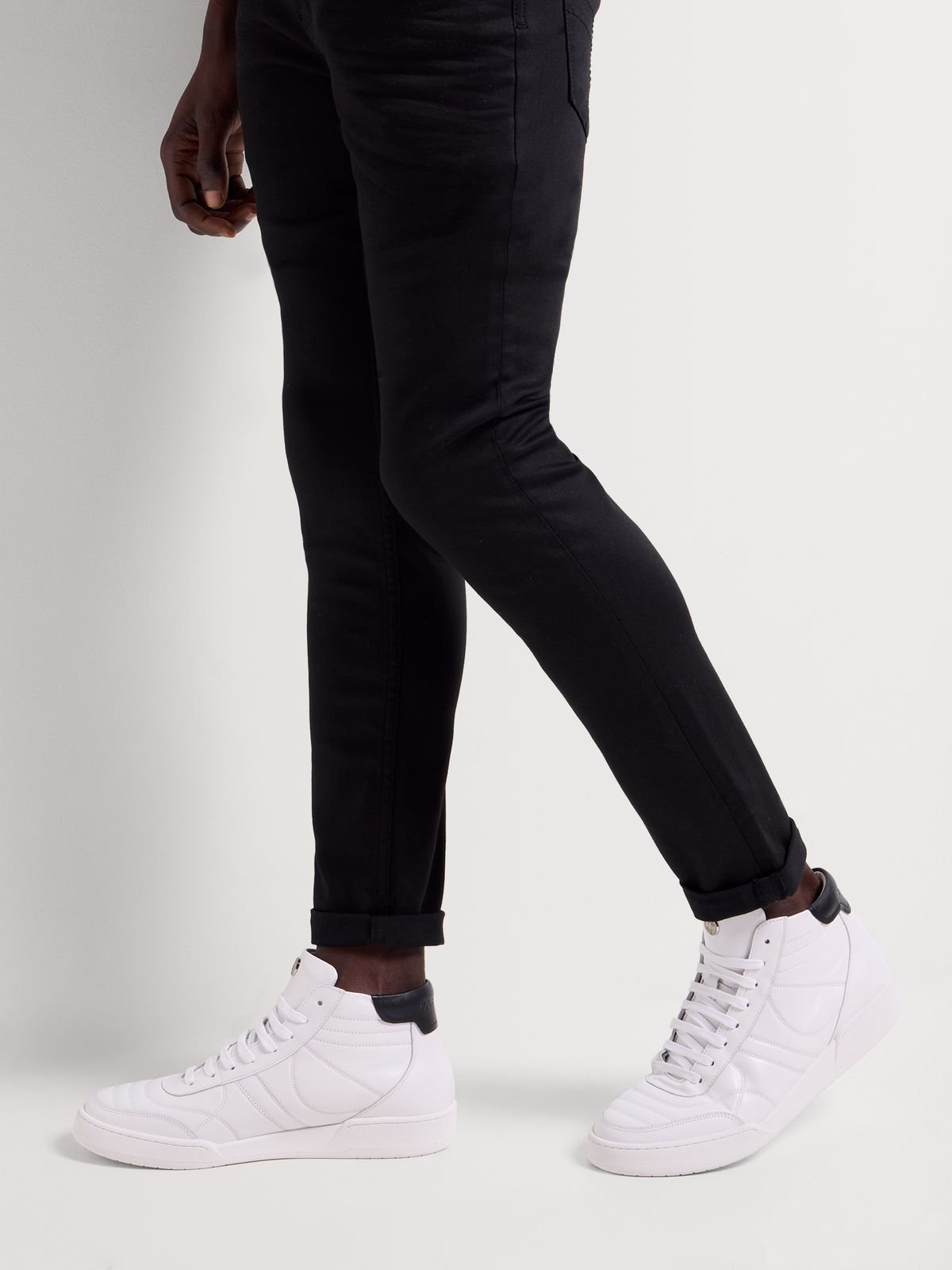 Fabiani Men's White Patterned Topstitch Detail Hi Top Sneaker | Bash