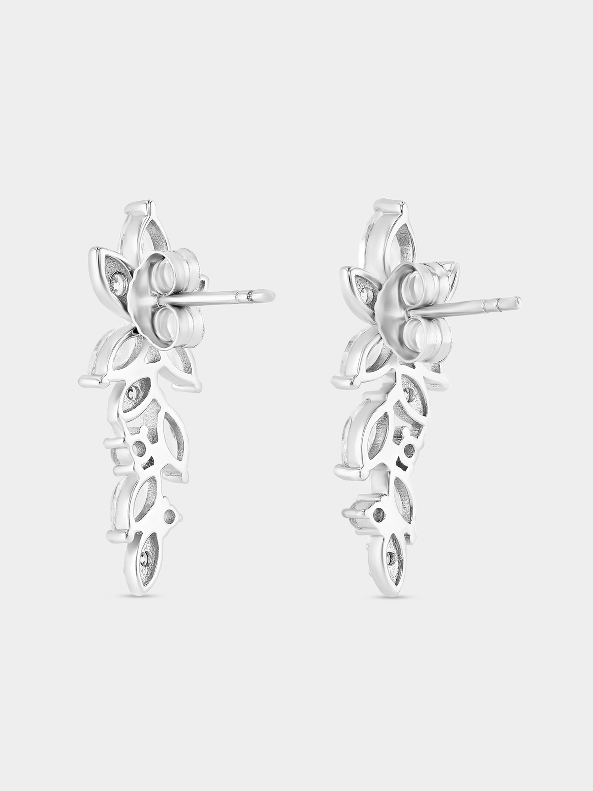 Sterling Silver Cubic Zirconia Marquise Flower Drop Earrings | Bash