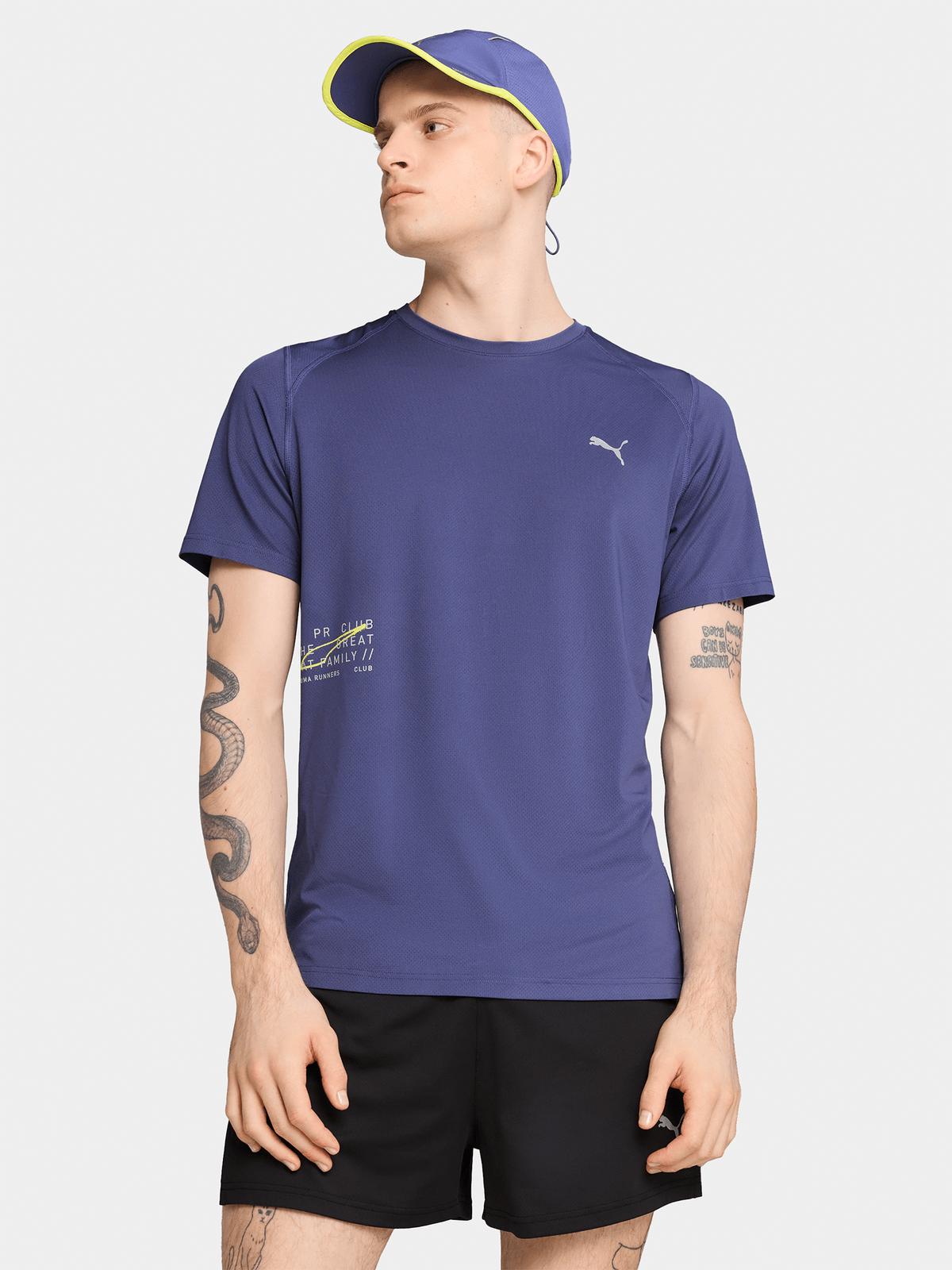 Puma Mens Run Mesh Graphic Blue Crystal Tee | Bash