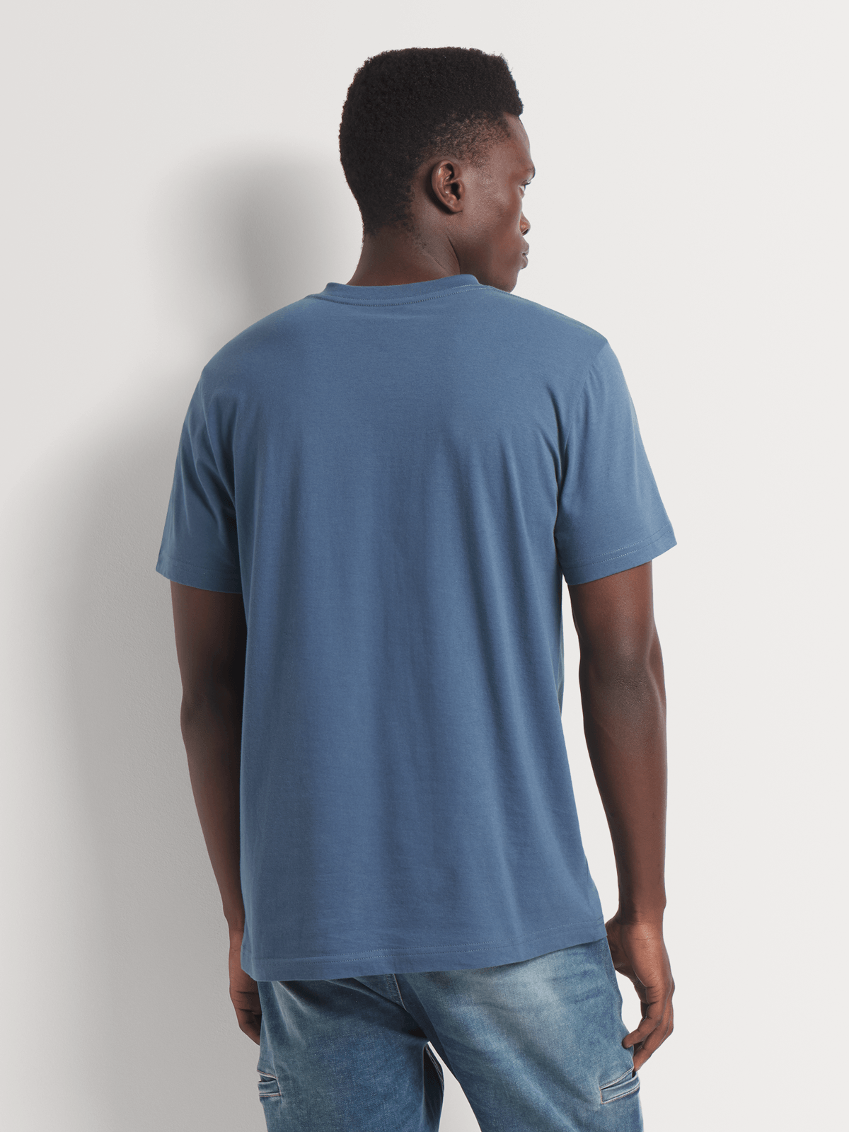 Men's Markham Fashion Basic V-Neck Blue T-Shirt | Bash