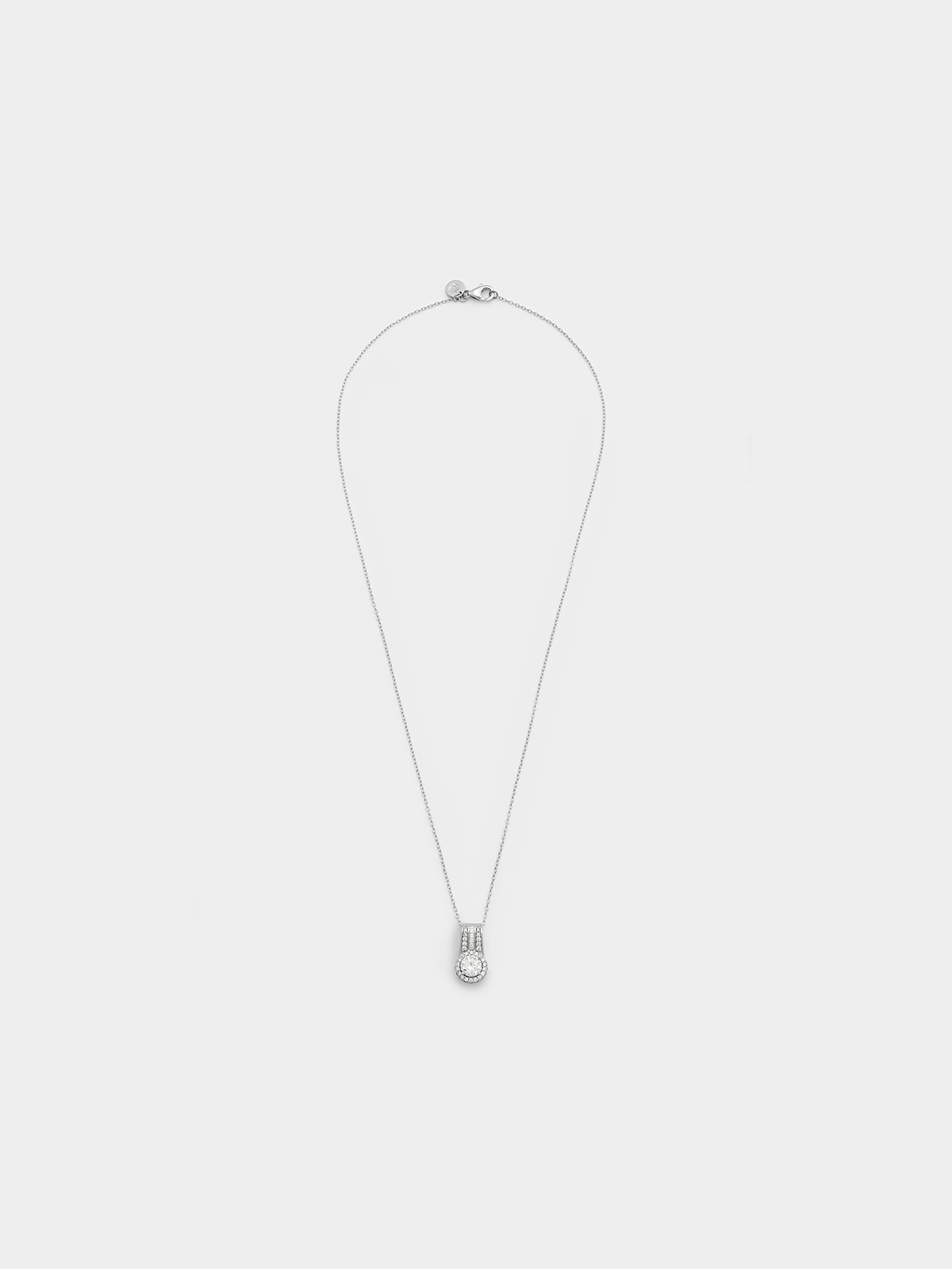 Sterling Silver Cubic Zirconia Round Halo Channel Pendant | Bash