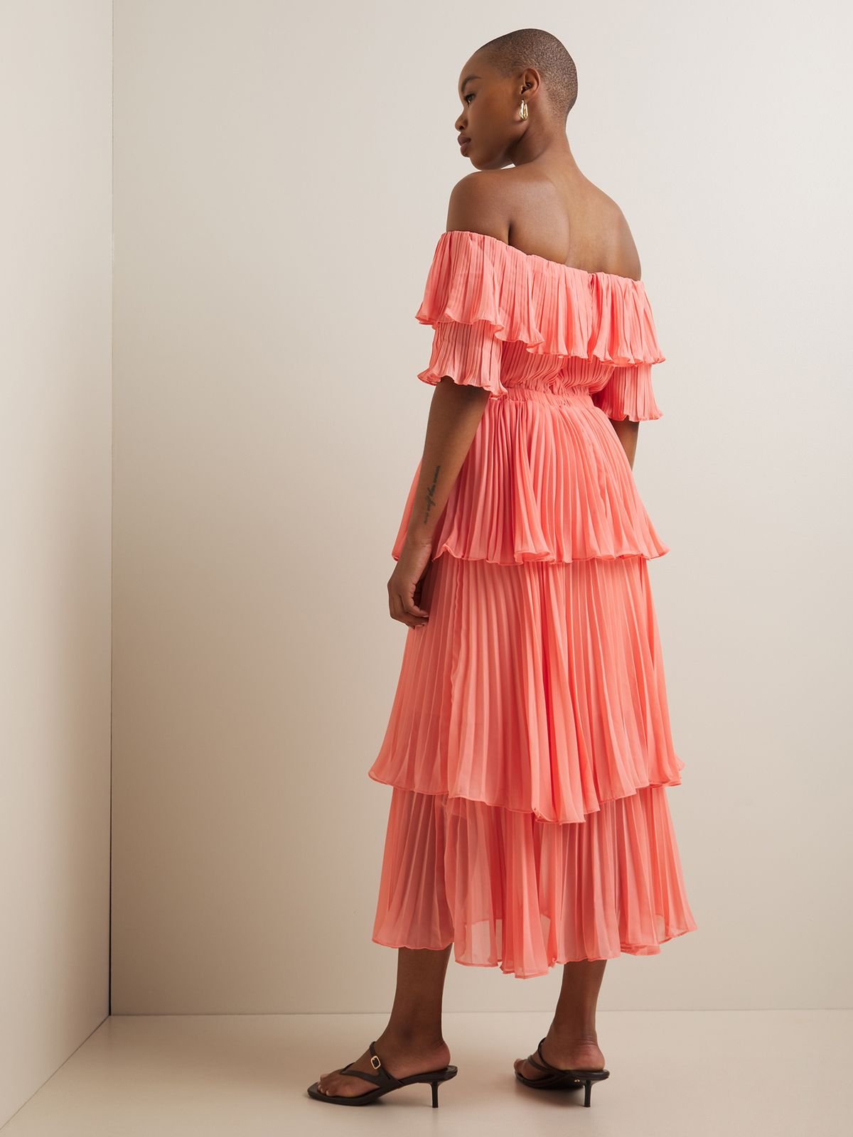 Women's Iconography Tiered Pleated Off The Shoulder Chiffon Dress | Bash