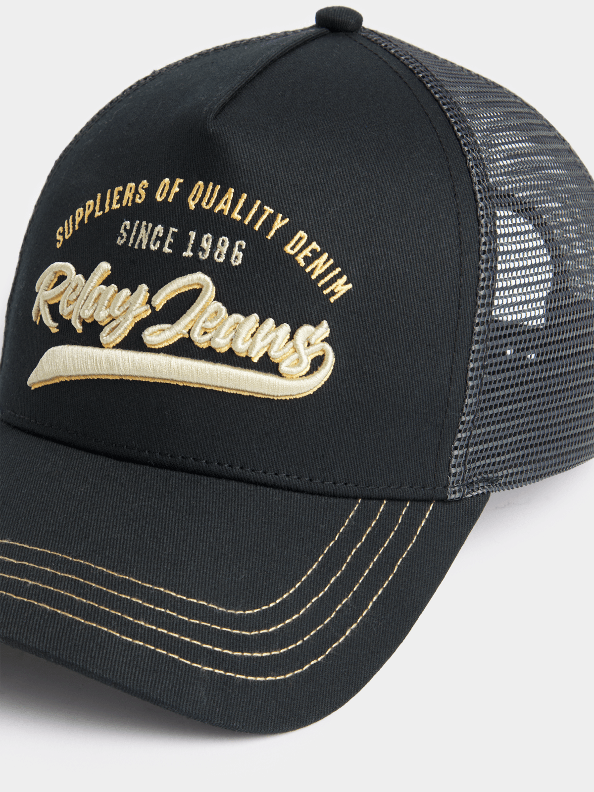 Relay Jeans Men's Embroider Black/Yellow Trucker Cap | Bash
