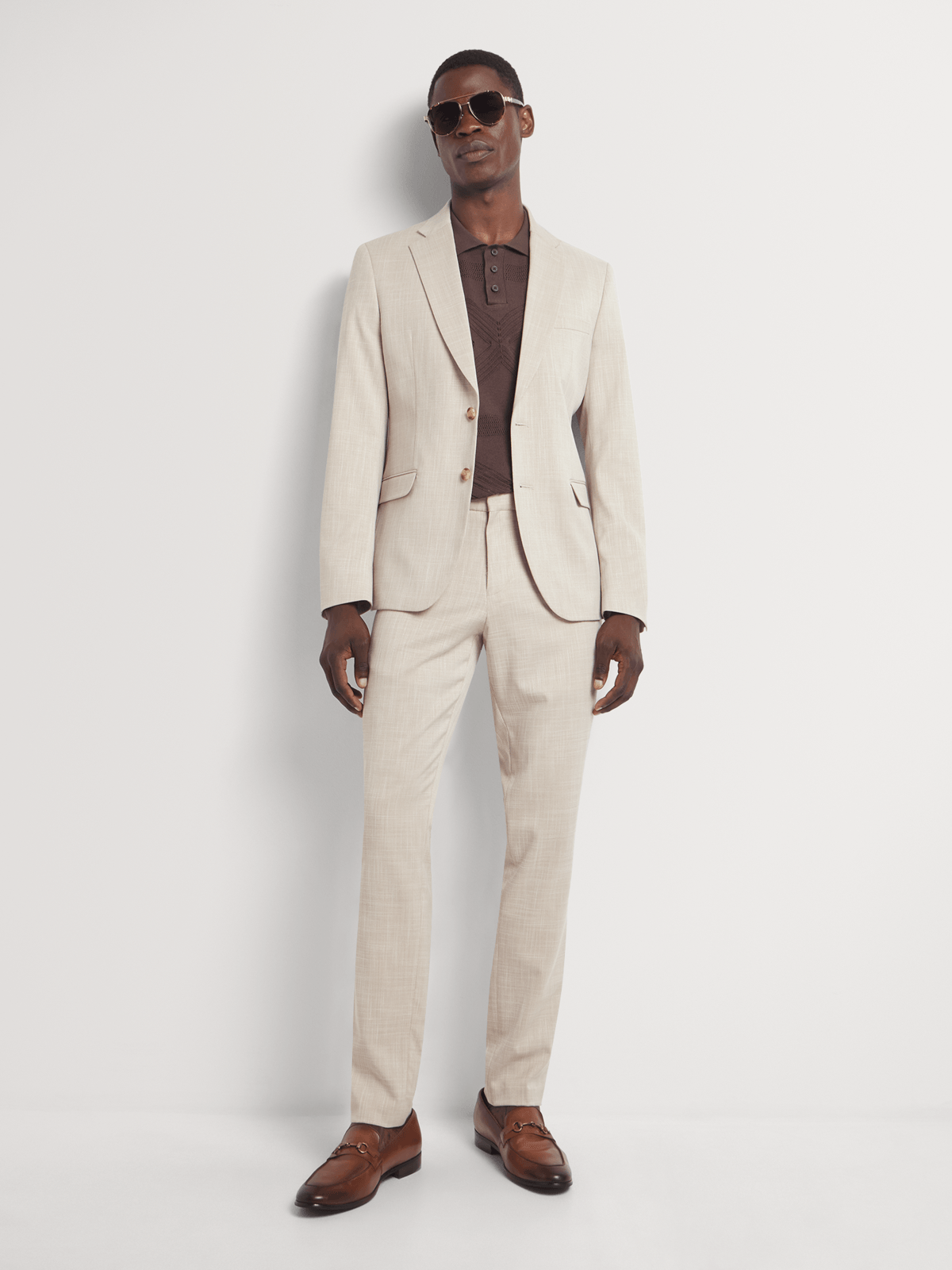 Men's Markham Skinny Textured Crosshatch Stone Suit Jacket | Bash