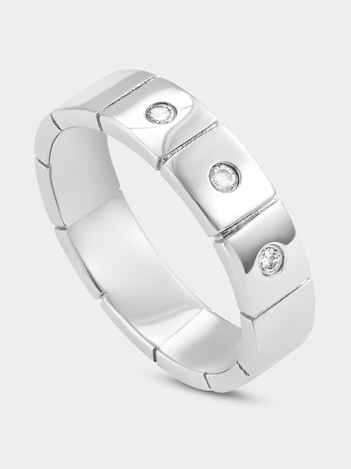 Sterling Silver Lab Grown Diamond Trilogy Cube Ring | Bash