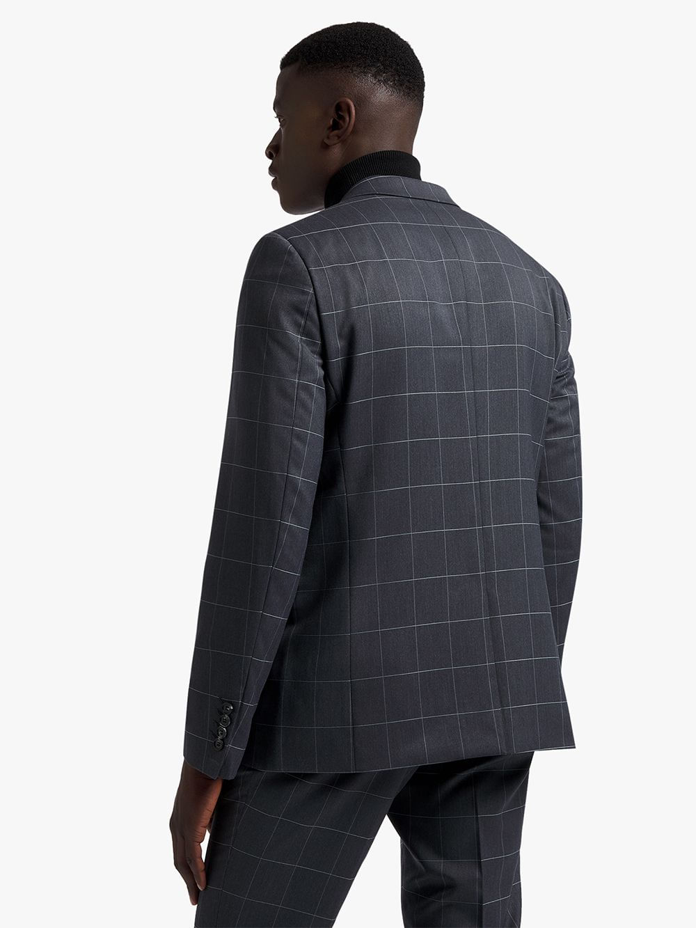 Men's Markham Slim Double Breasted Check Charcoal Suit Jacket | Bash