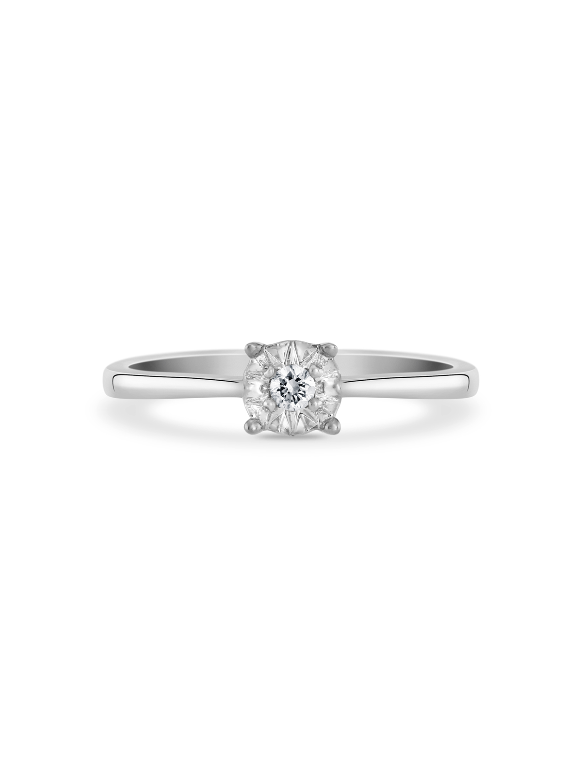 White Gold 0.06ct Diamond Illusion Solitaire Ring | Bash