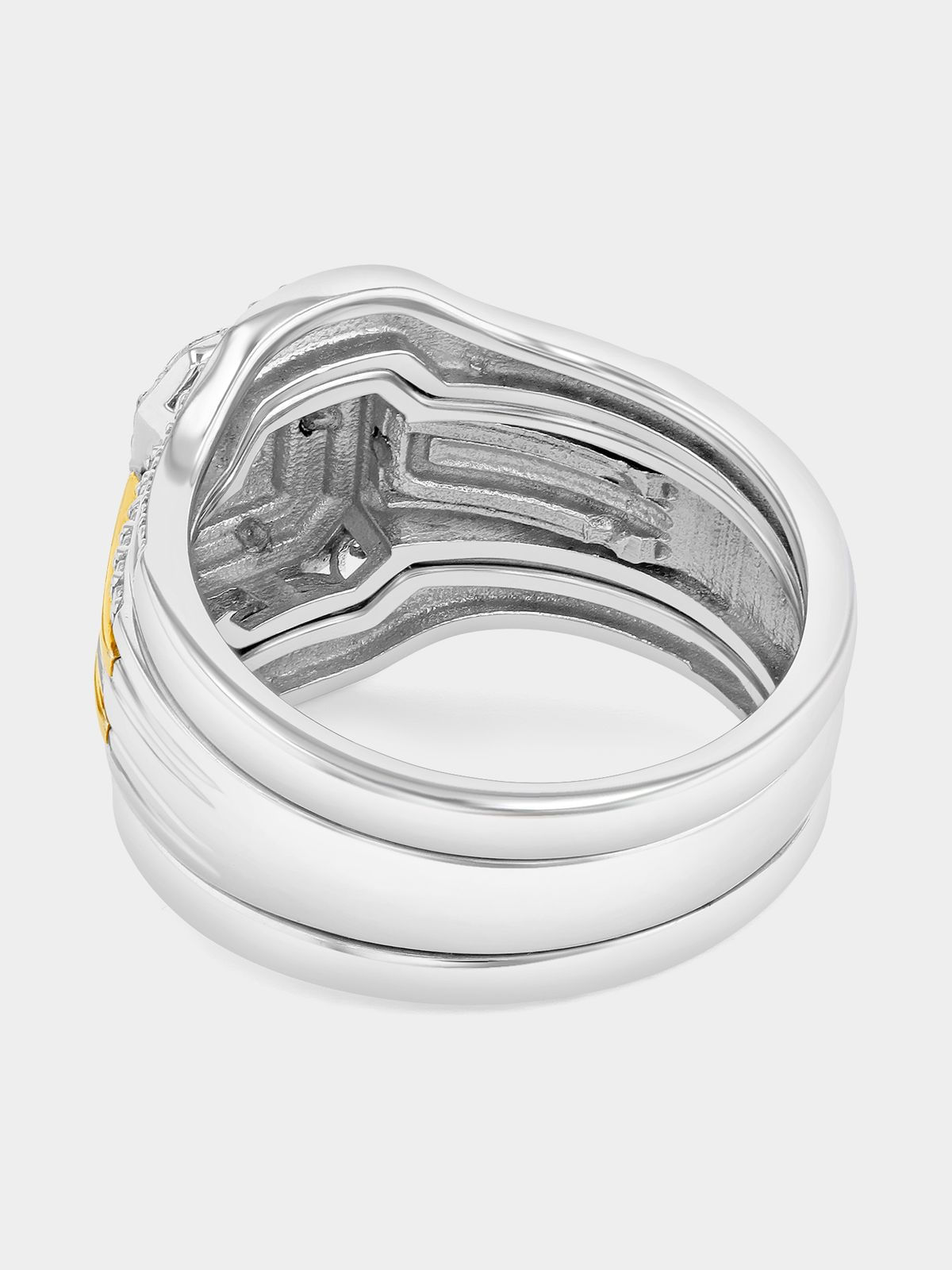 Yellow Gold & Sterling Silver Rectangle Triple Set Ring | Bash
