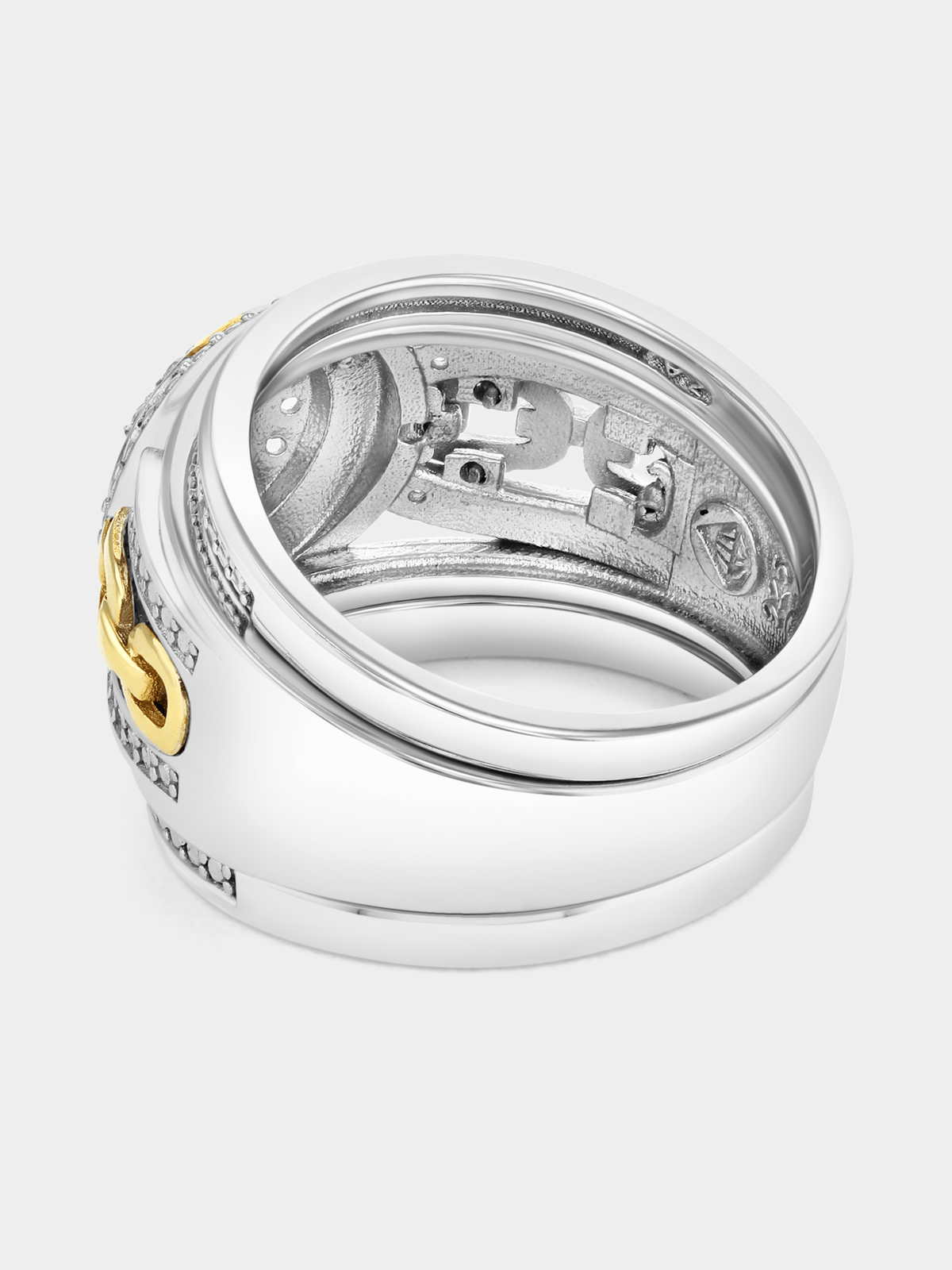 Yellow Gold & Sterling Silver White Sapphire Round Chain Triple Set ...