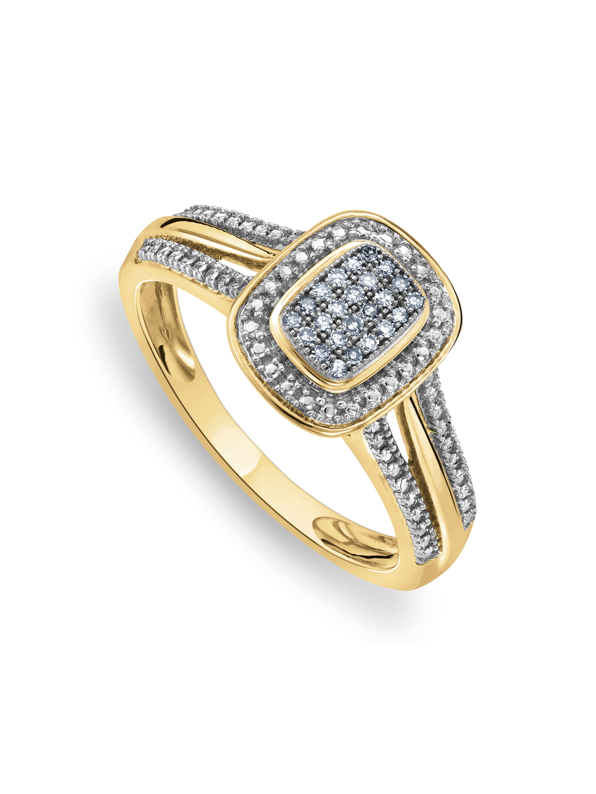 Yellow Gold 0.072ct Diamond Rectangle Sparkle Ring | Bash