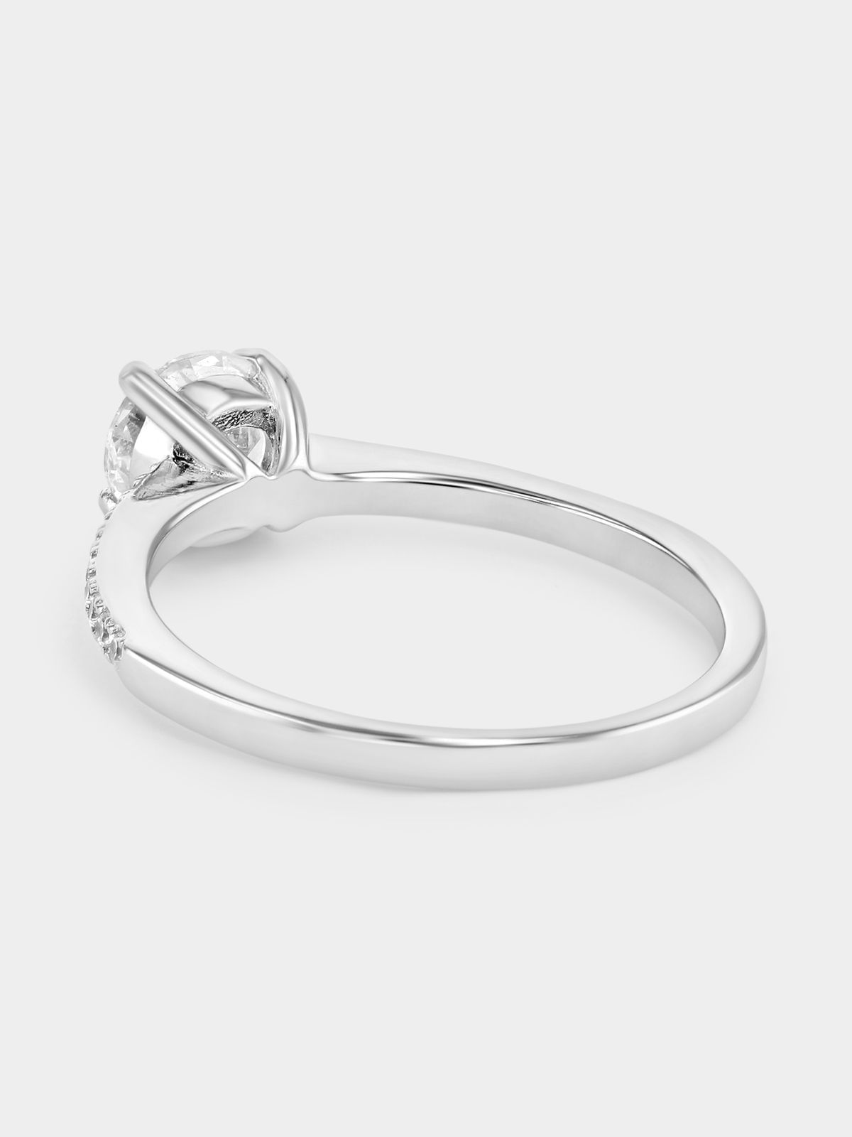 Sterling Silver Cubic Zirconia Solitaire Pavé Promise Ring | Bash