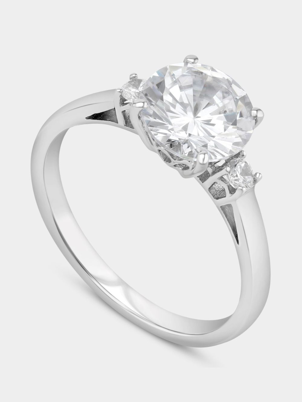 Cheté Sterling Silver Cubic Zirconia Solitaire Trio Ring | Bash
