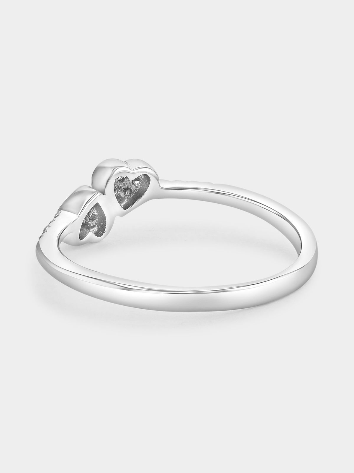 Sterling Silver Cubic Zirconia Double Heart Stacking Ring | Bash