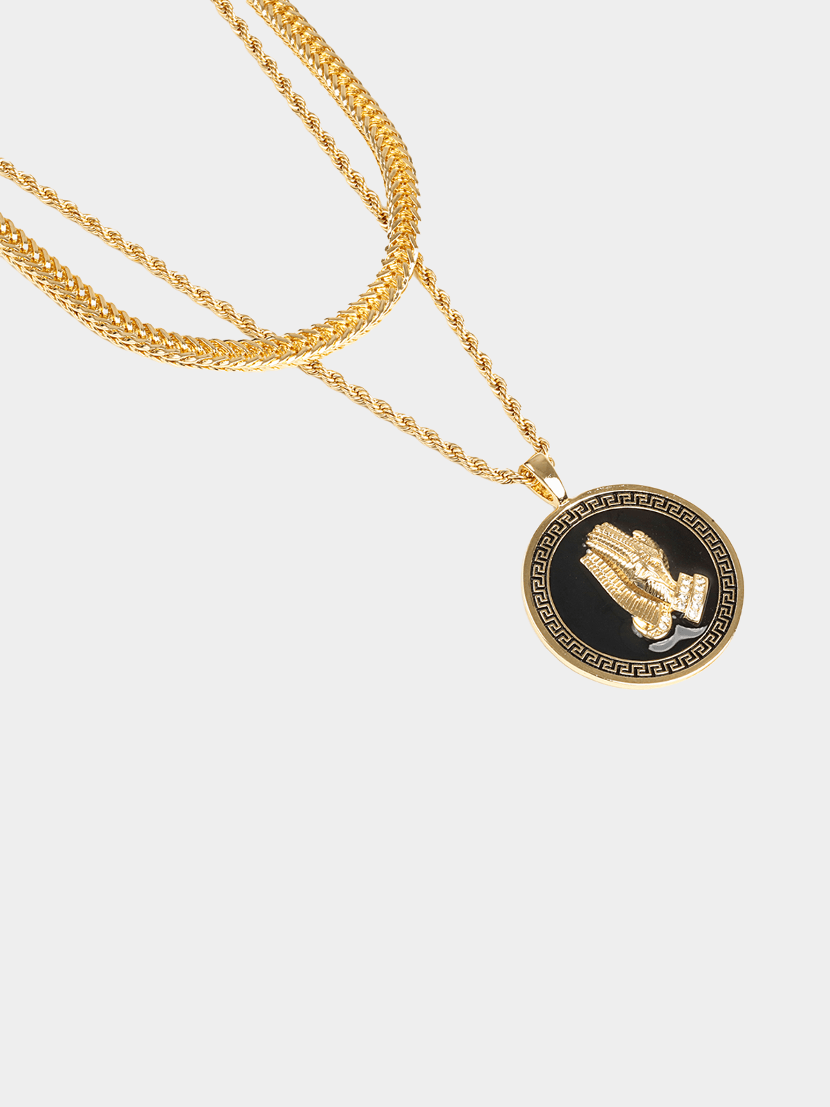 Markham Men's Gold Metal Prayer Necklace Set | Bash