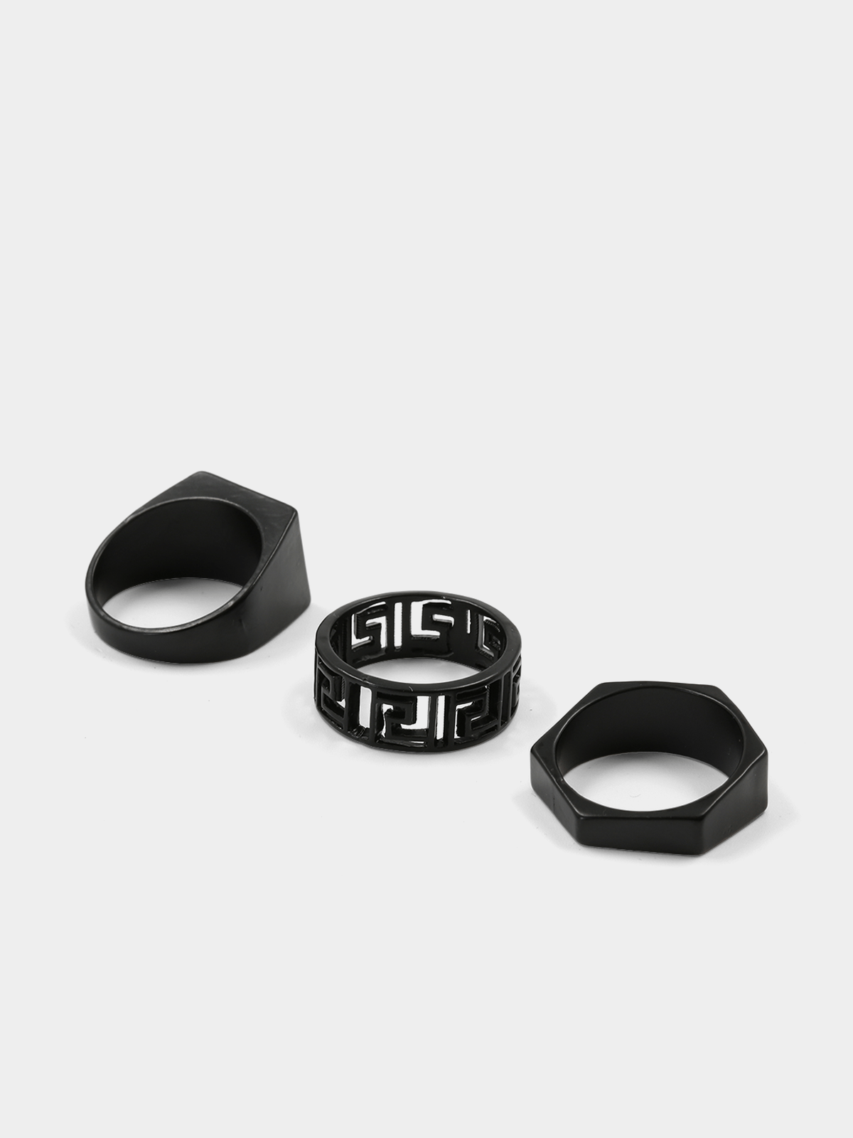 Markham Men's Aztec Elegance Black Ring Set | Bash