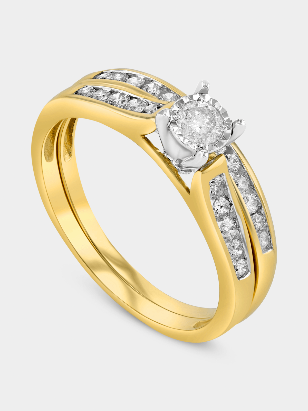 Yellow Gold 0.51ct Diamond Round Solitaire Illusion Twinset Ring | Bash