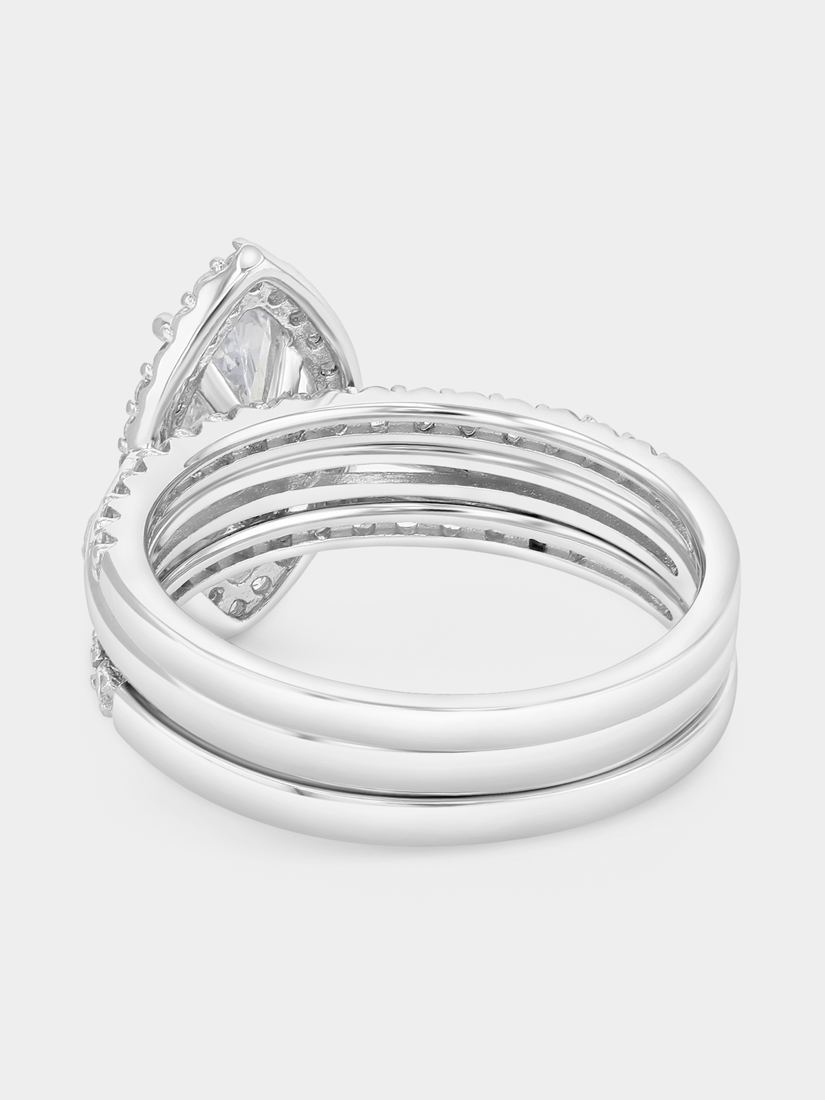 Cheté Sterling Silver Cubic Zirconia Marquise Halo Triple Set Ring | Bash
