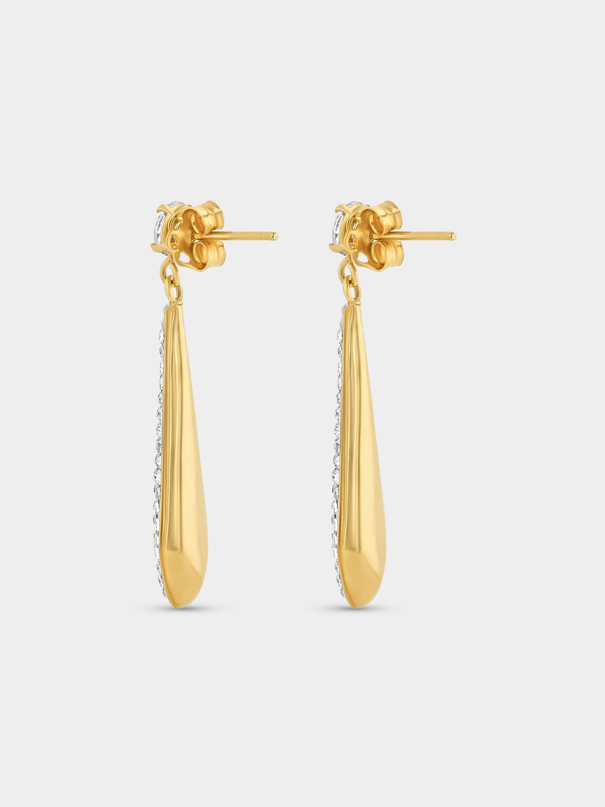 Yellow Gold Crystal Tear Drop Earrings | Bash