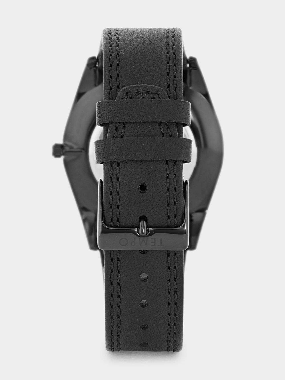 Tempo Men’s Black Plated Black Leather Watch | Bash