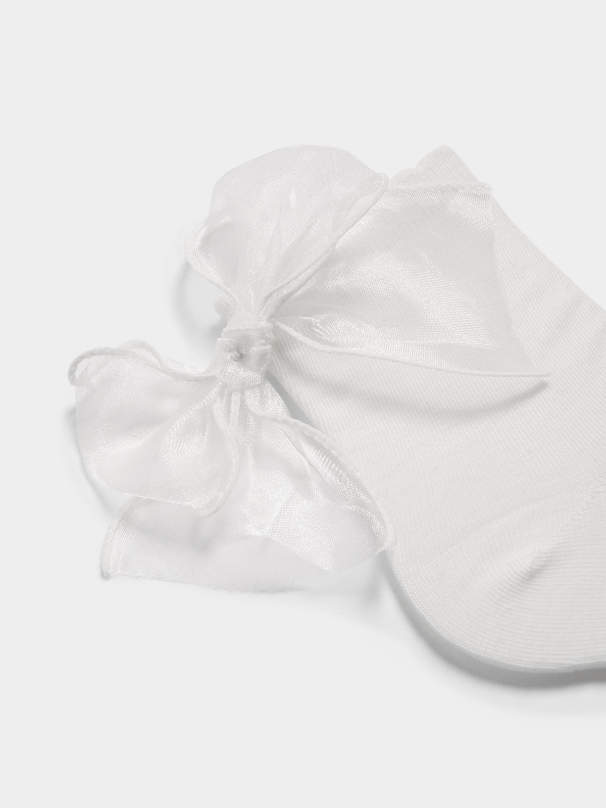 The FIX Women's White Organza Bow Lettuce Edge Sock | Bash