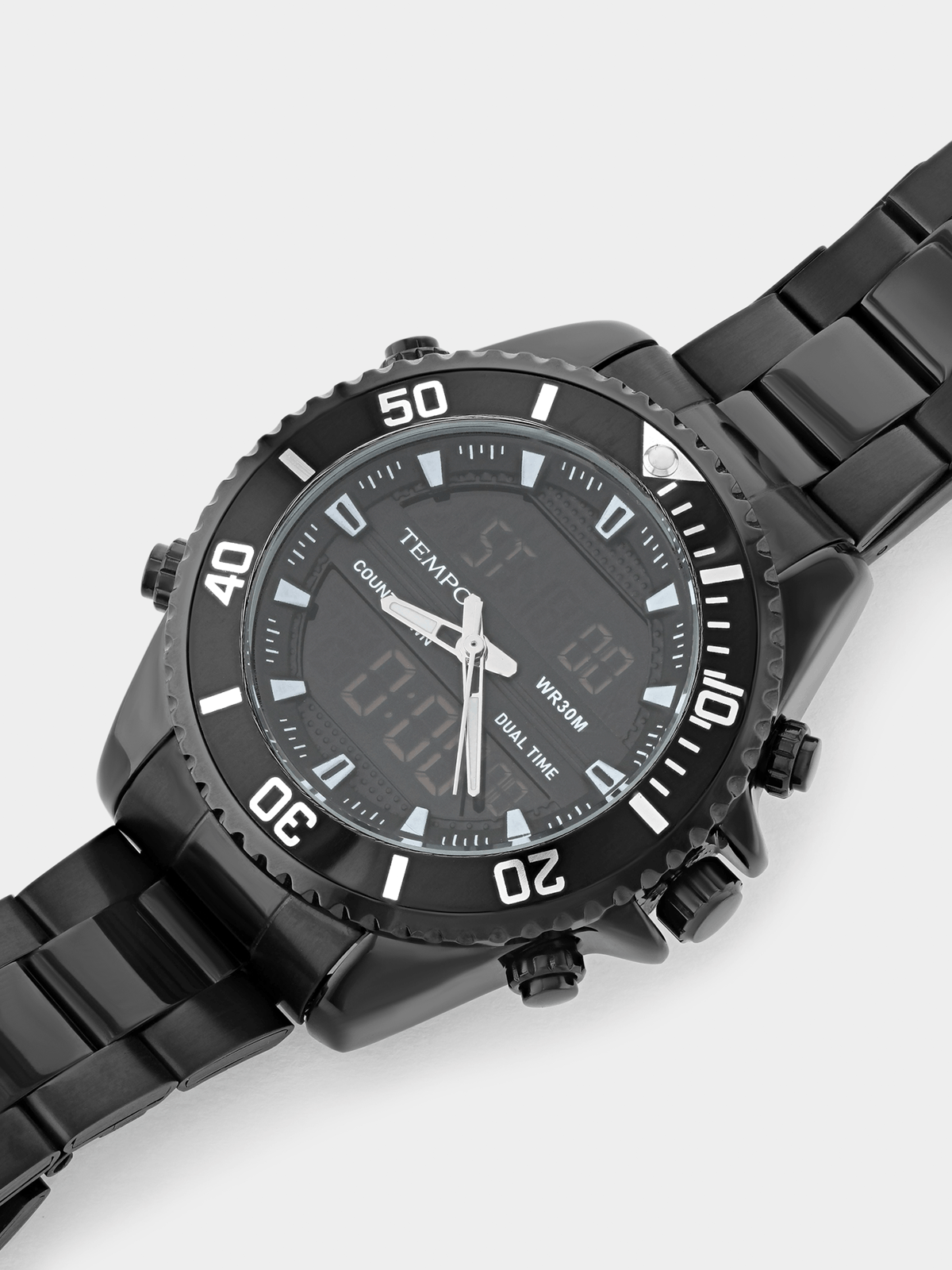 Tempo Active Black Plated Black Dial Two-Tone Bracelet Watch | Bash