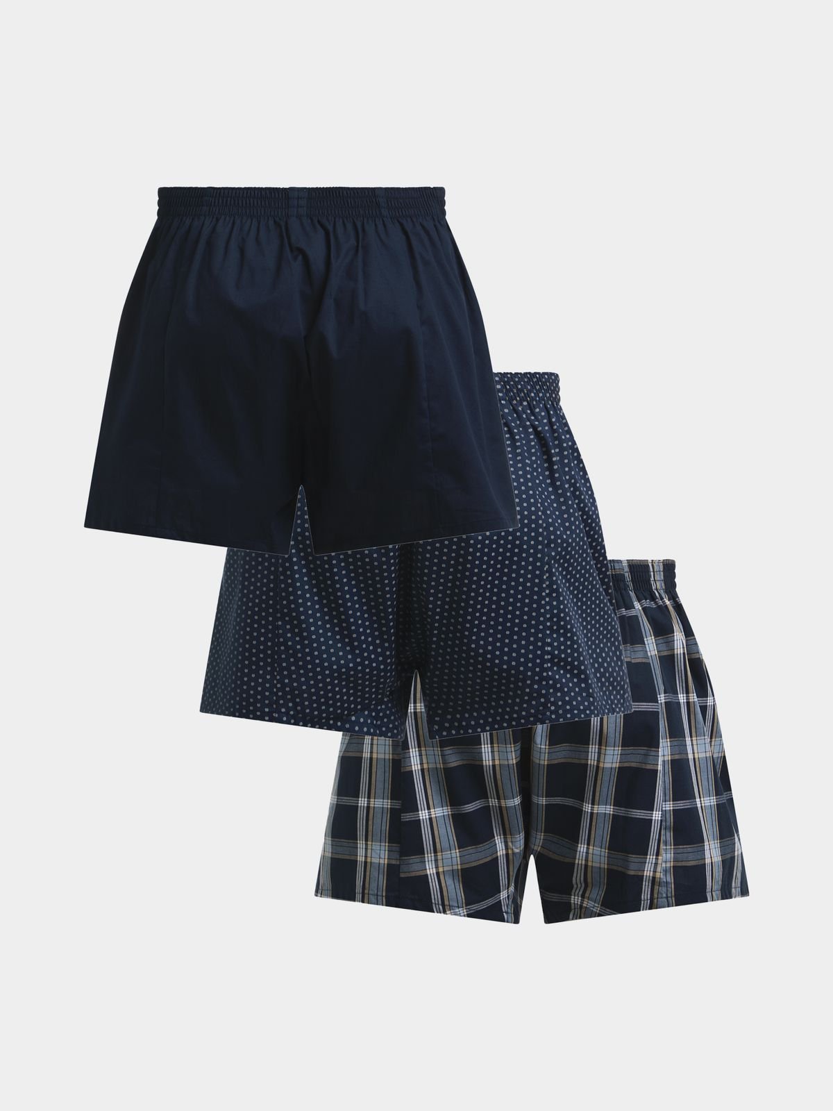 Markham Men's 3-Pack Woven Check Navy Boxers | Bash