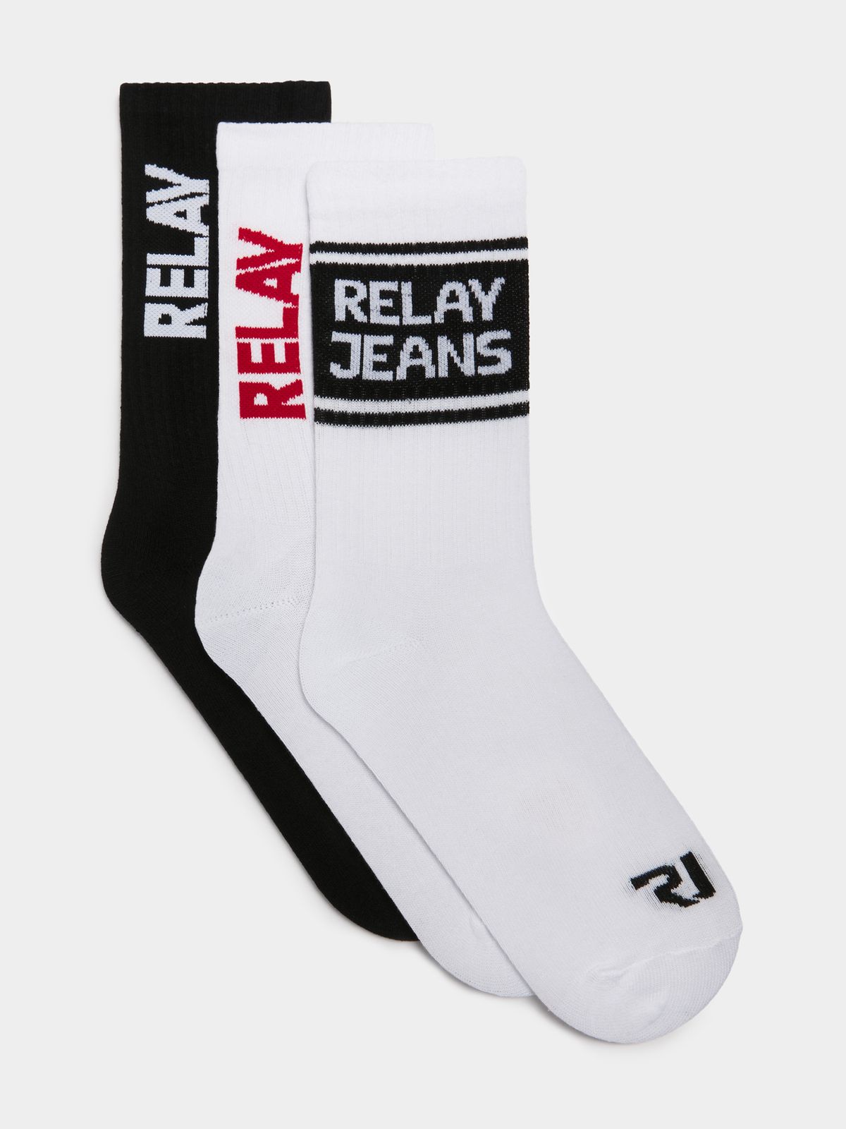 Relay Jeans Men's 3 Pack Shaft White/Black Socks | Bash