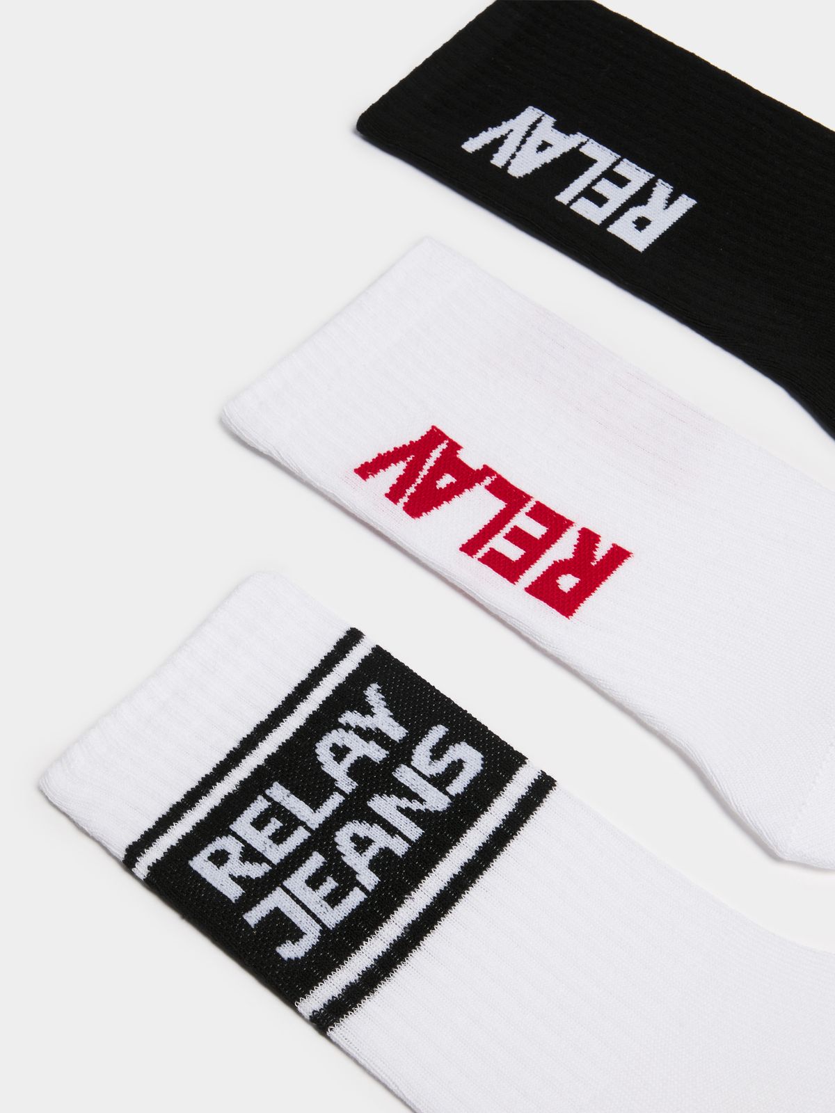 Men's Relay Jeans 3-Pack Shaft White/Black Socks | Bash