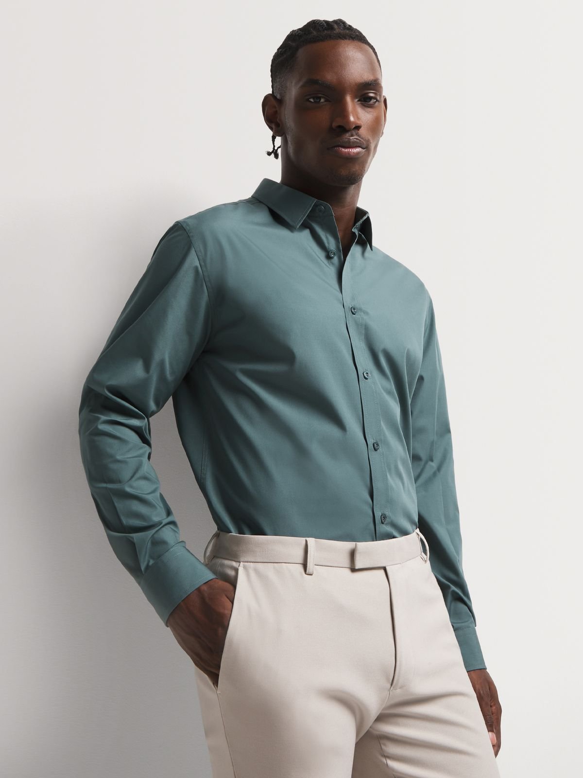 Markham Men's Slim Fit Core Lounge Sage Shirt | Bash