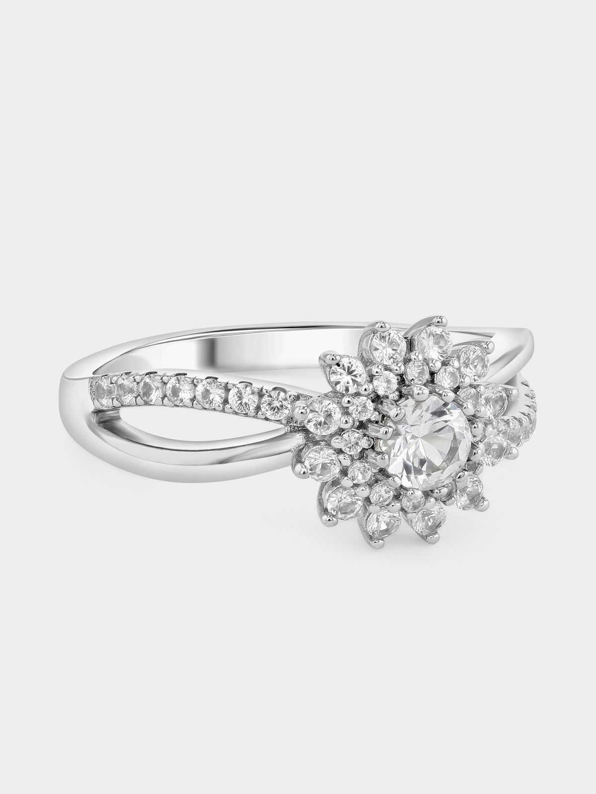 Sterling Silver Diamond & Created White Sapphire Star Cluster Ring | Bash