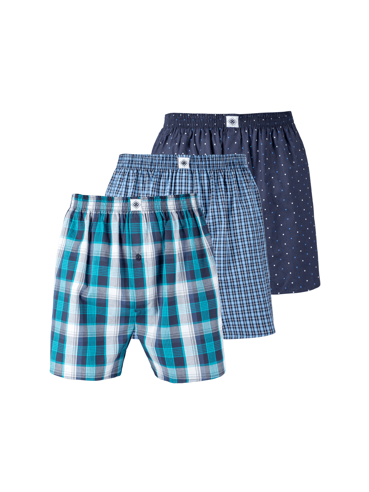 Markham Men's 3Pack Plaid and Dot Navy/Teal Boxers | Bash