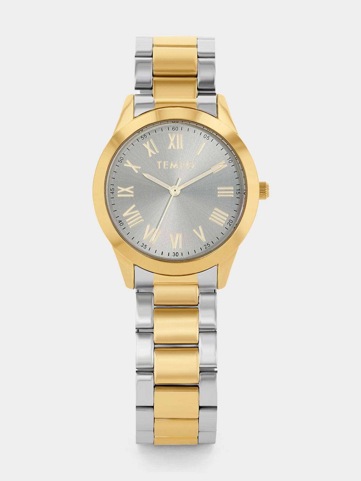 Tempo Gold Plated Grey Dial Two-Tone Bracelet Watch | Bash