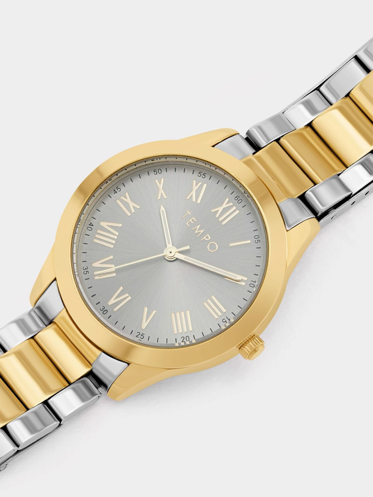 Tempo Gold Plated Grey Dial Two-Tone Bracelet Watch | Bash