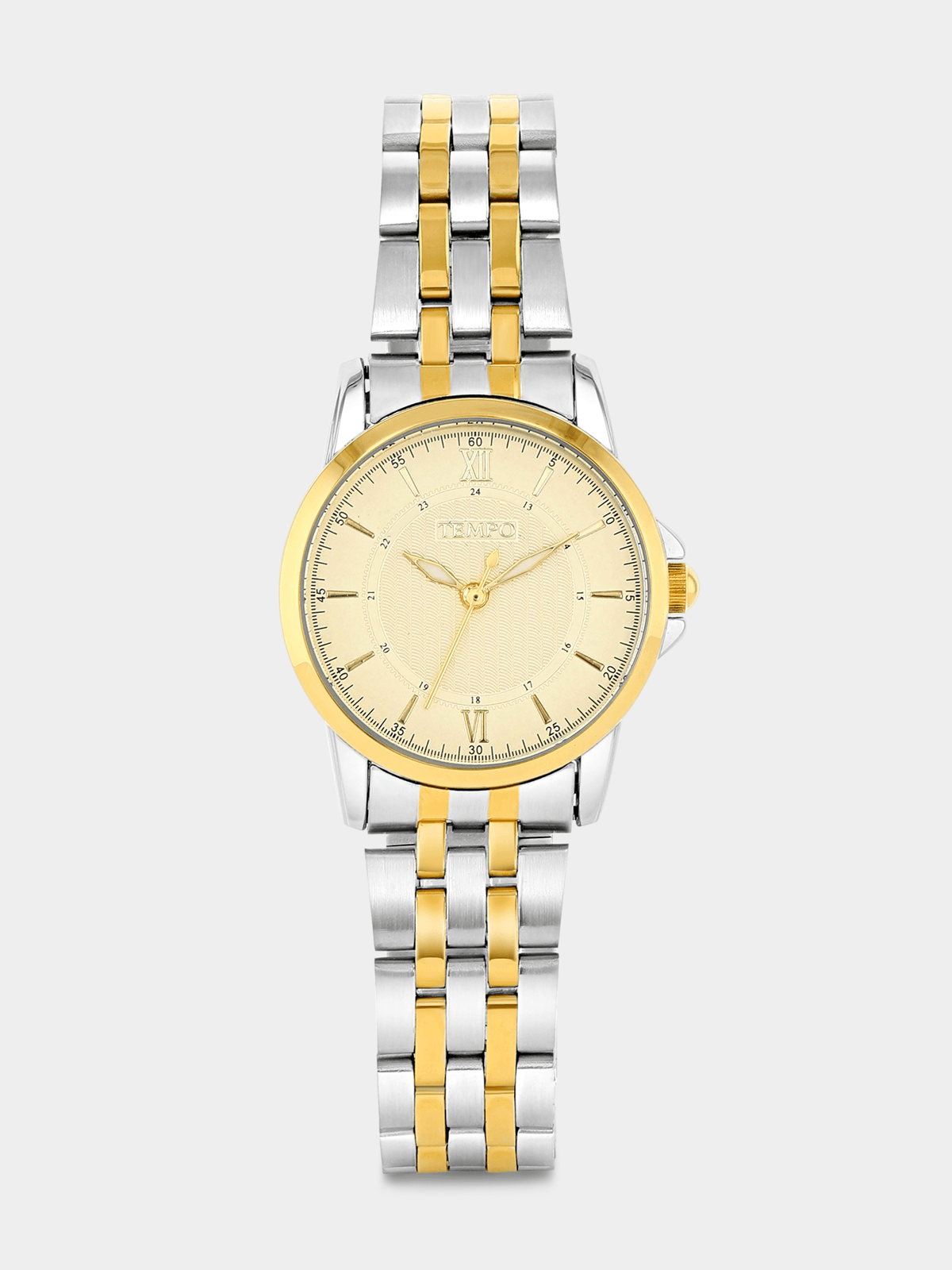 Tempo Gold Plated Champagne Dial Two-Tone Bracelet Watch | Bash