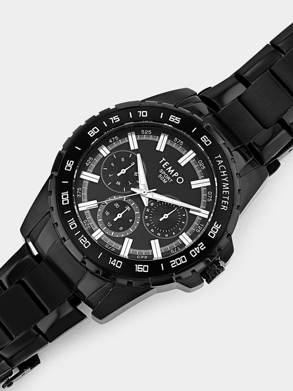 Tempo Men’s Black Plated Black Dial Bracelet Watch | Bash