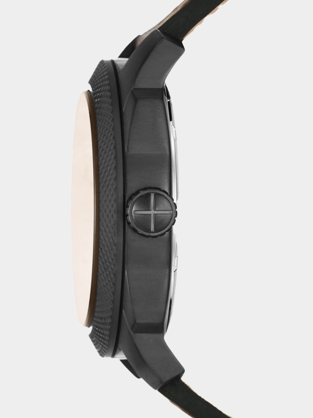 Fossil Men's Machine Black Plated Stainless Steel & Brown Leather Watch ...