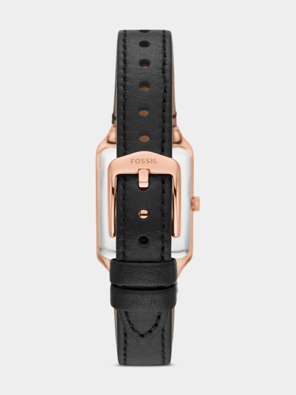 Fossil Raquel Rose Plated Stainless Steel Black Leather Watch | Bash