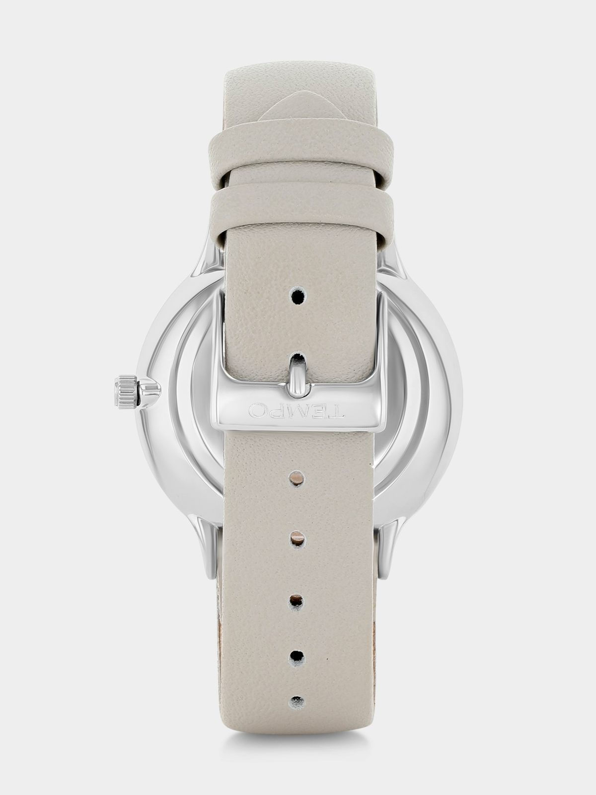 Tempo Silver Plated White Mother Of Pearl Dial Chalk Leather Watch | Bash