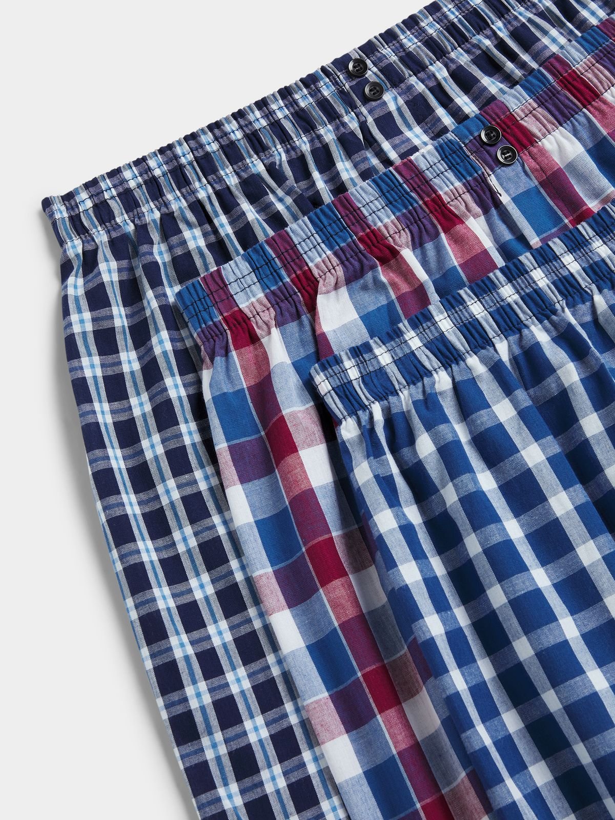 Jet Men's Blue Check 3 Pack Boxer Shorts | Bash