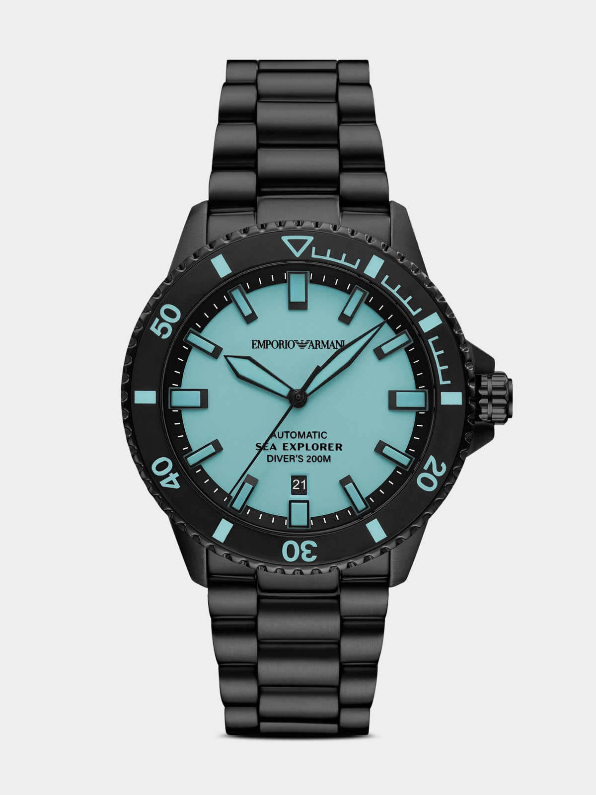 Emporio Armani Blue Dial Black Plated Stainless Steel Bracelet Watch | Bash