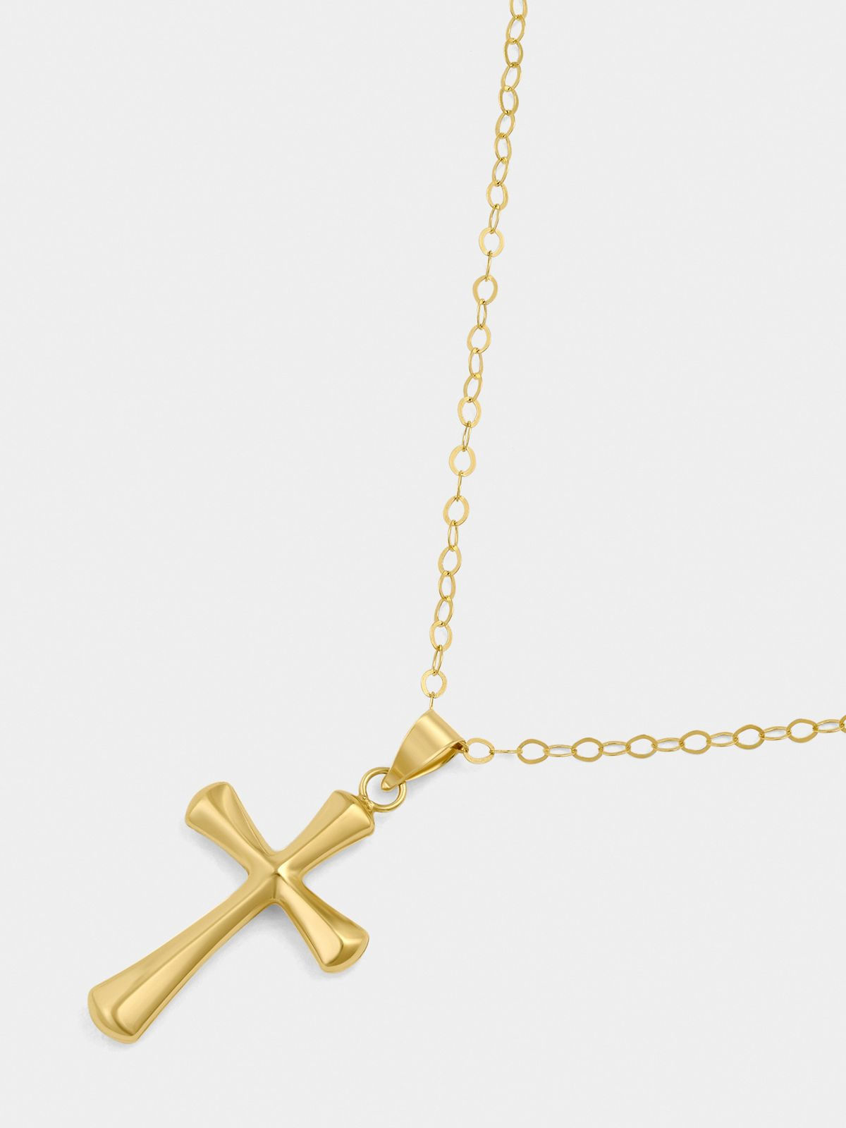 Yellow Gold and Sterling Silver Bold Plain Cross on Chain | Bash