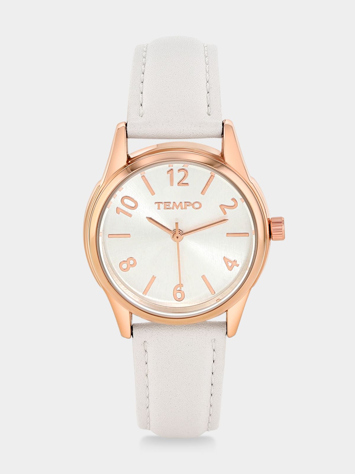 Tempo Rose Plated Silver Tone Dial Sand Leather Watch | Bash
