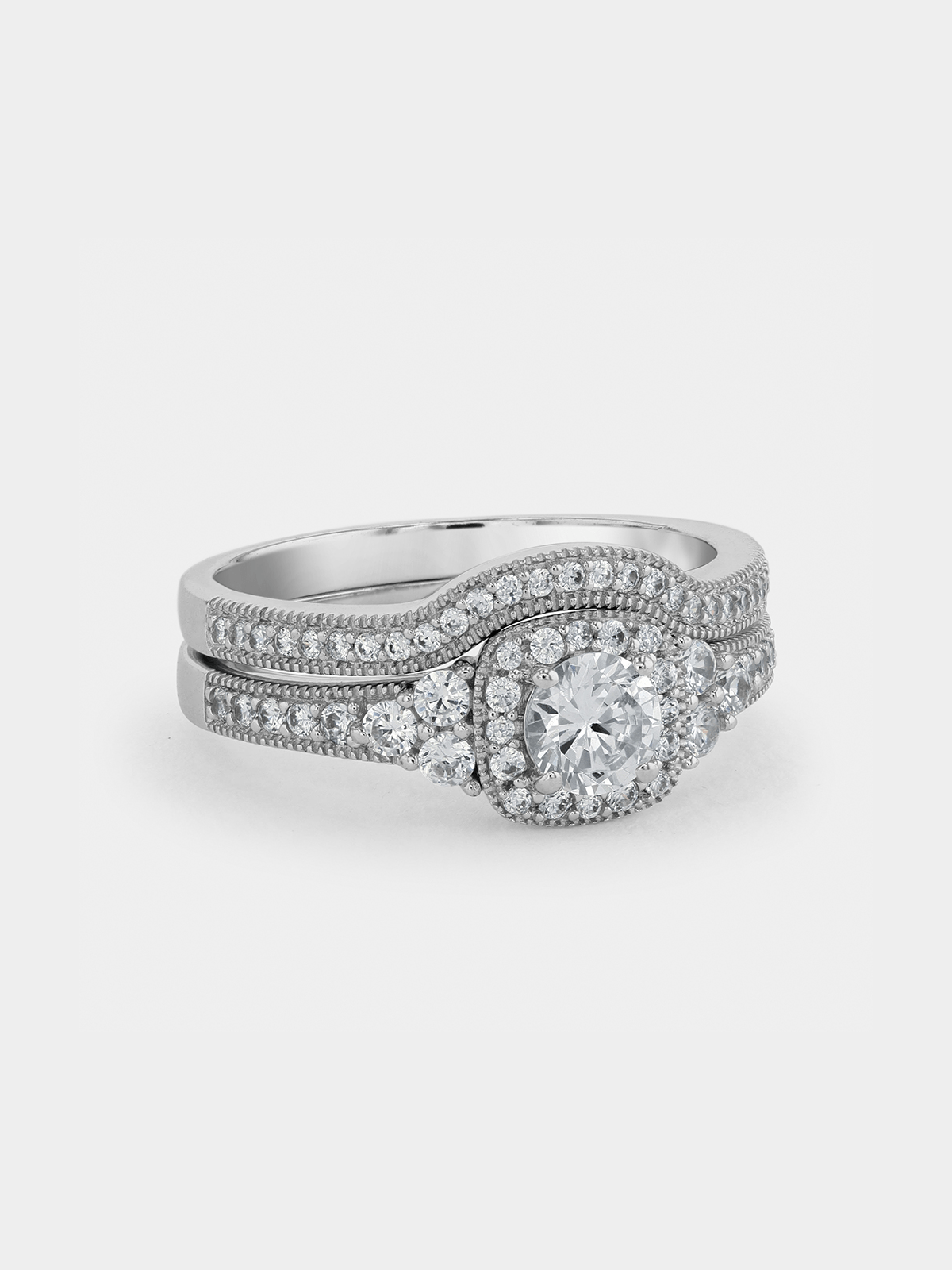 Cheté Sterling Silver Cubic Zirconia Women’s Cushion Twinset Ring | Bash